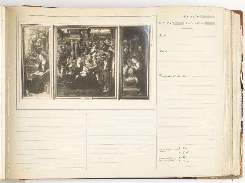 Tríptico con la Anunciación, la Adoración de los Magos y la Adoración de ángeles y pastores ...