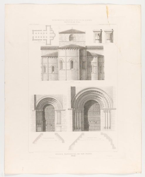Planta, ábside y detalles de la iglesia de San Pedro de Avila ...