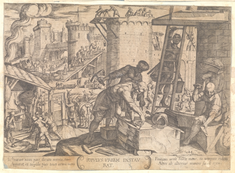 Los israelitas reconstruyendo los muros de Jerusalén - Colección ...